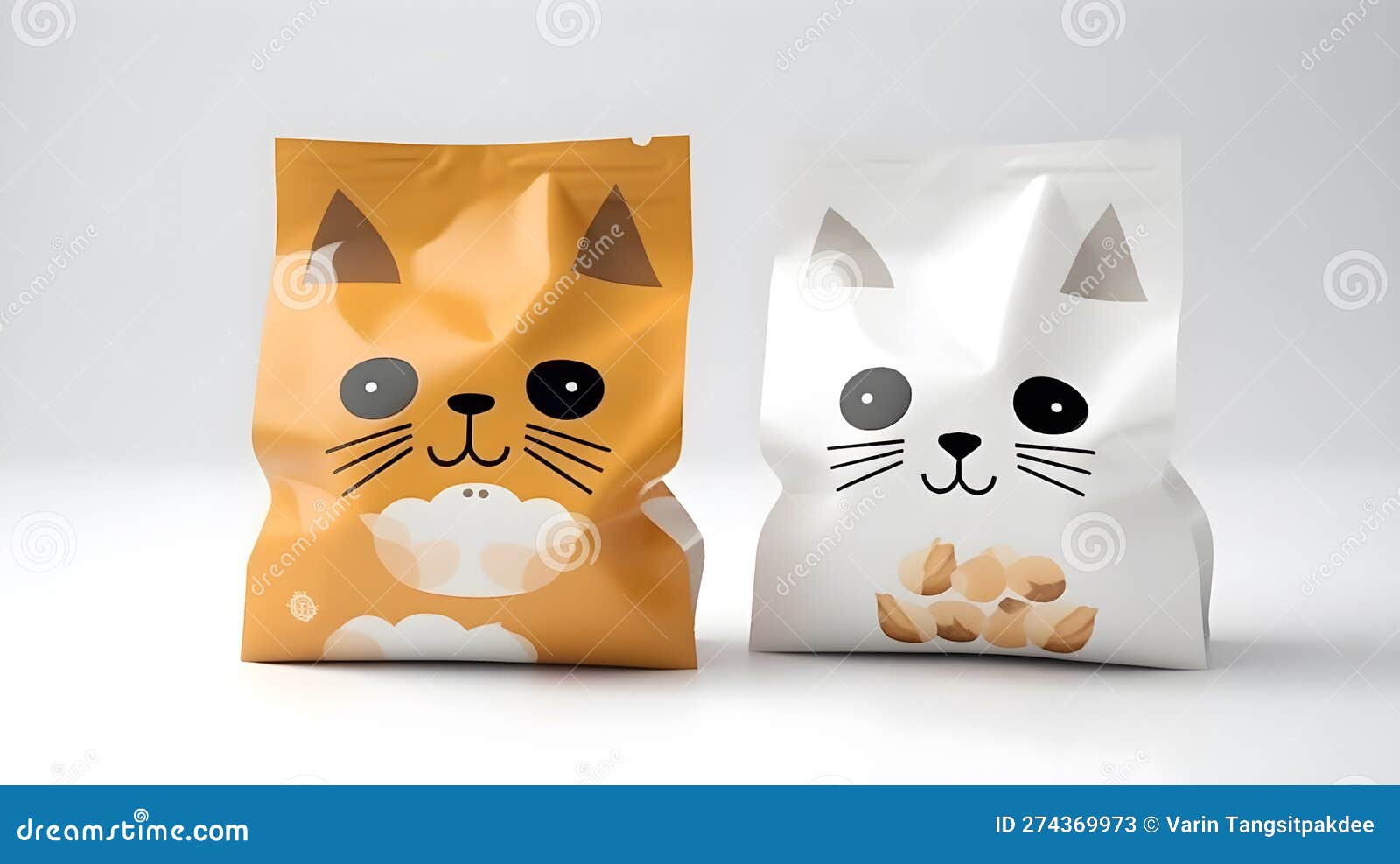 A Product Packaging with Cat Face on it for Snack Packaging. Stock ...