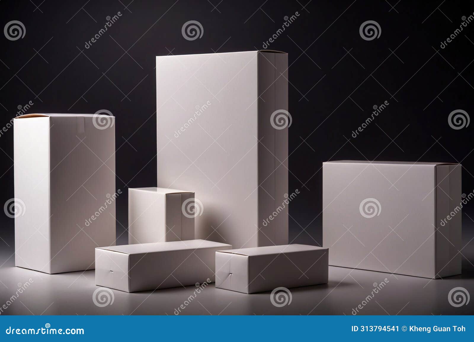 Product Packaging Mockup Photo of Set of White Box Tall Shape Stock ...