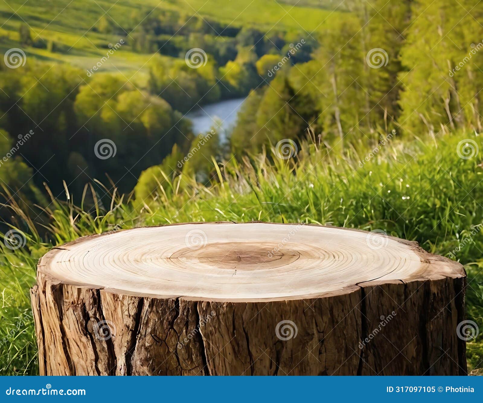 Product Platform - Large Cut of Tree on Landscape Background. Stock ...