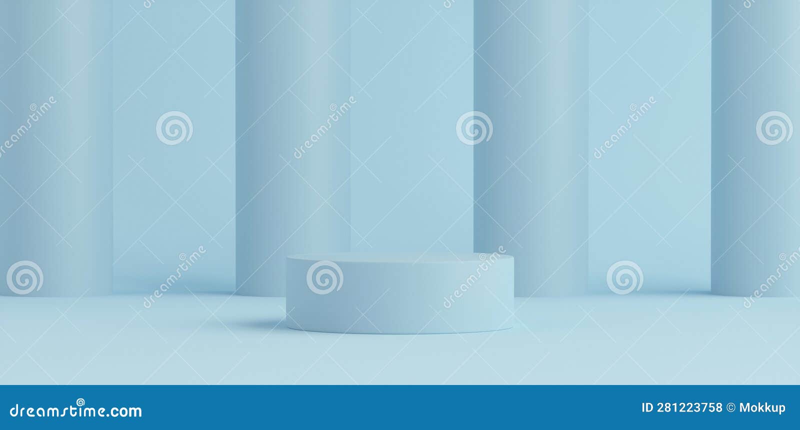 Product Podium - Blue Podium, Blue Background with Columns. 3D ...