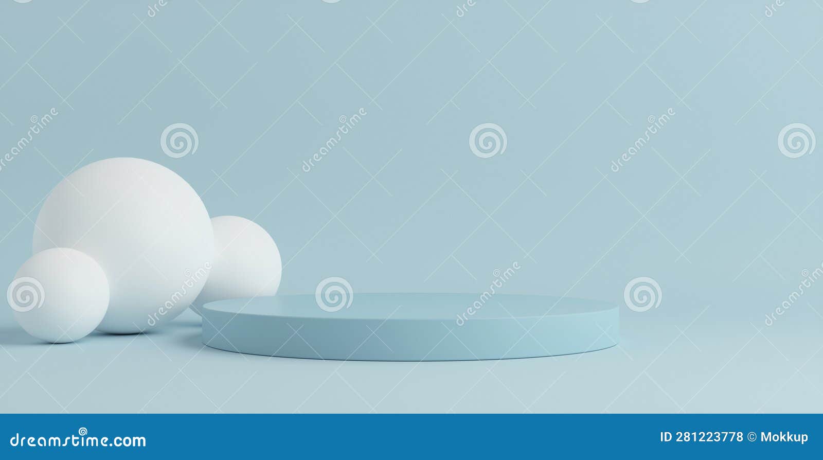 Product Podium - Blue Podium, Blue Background. 3D Illustration Stock ...