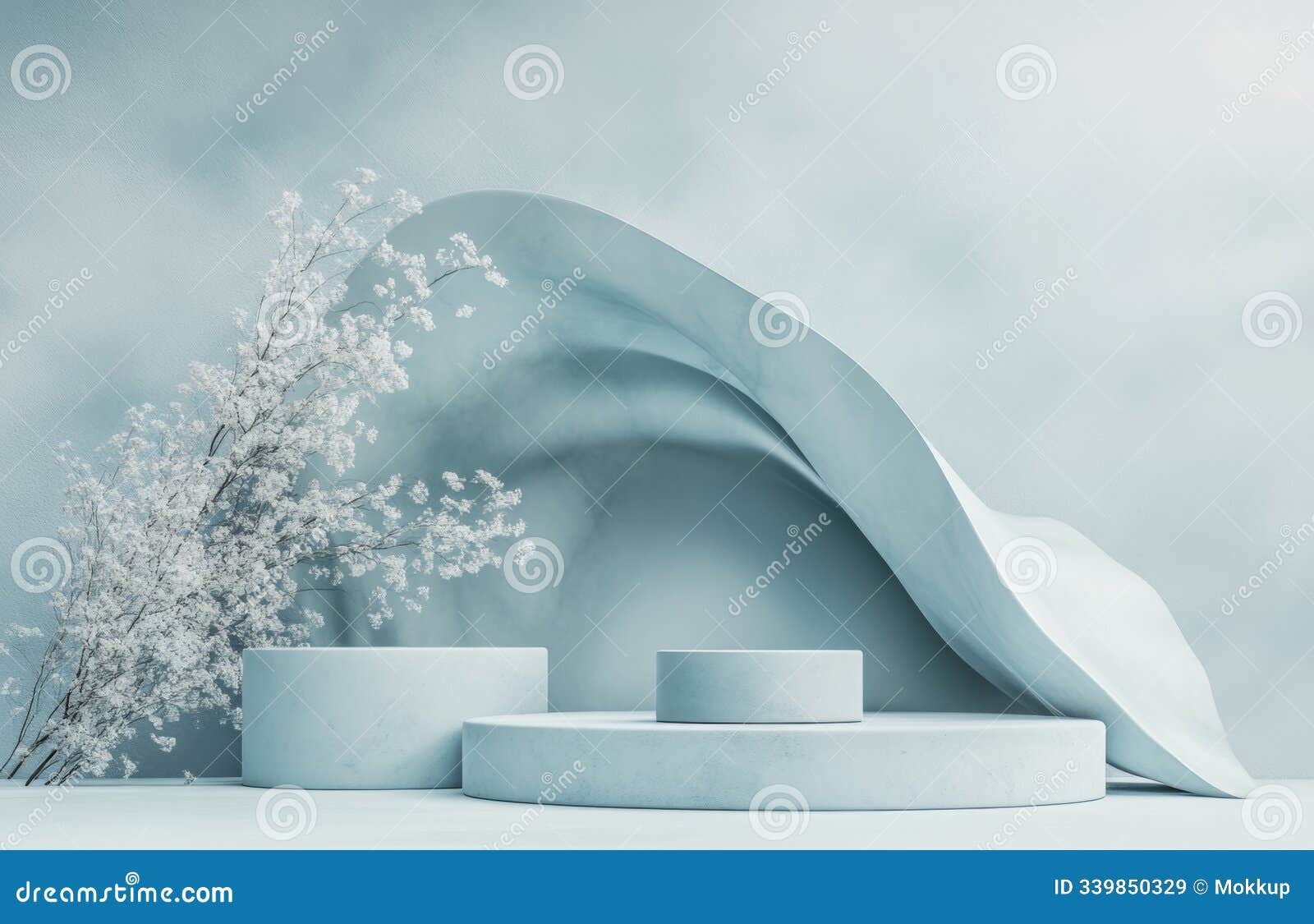 Three Podiums On Black Background. Stand To Show Products. Royalty-Free ...