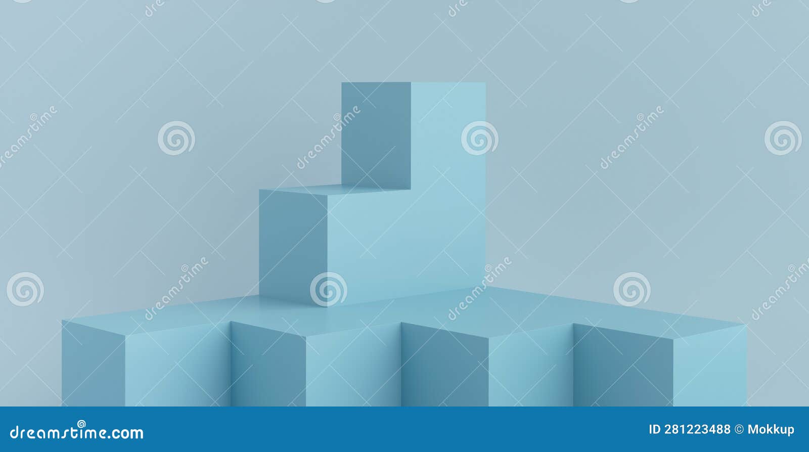 Product Podium - Blue Square Podiums, Blue Background. 3D Illustration ...