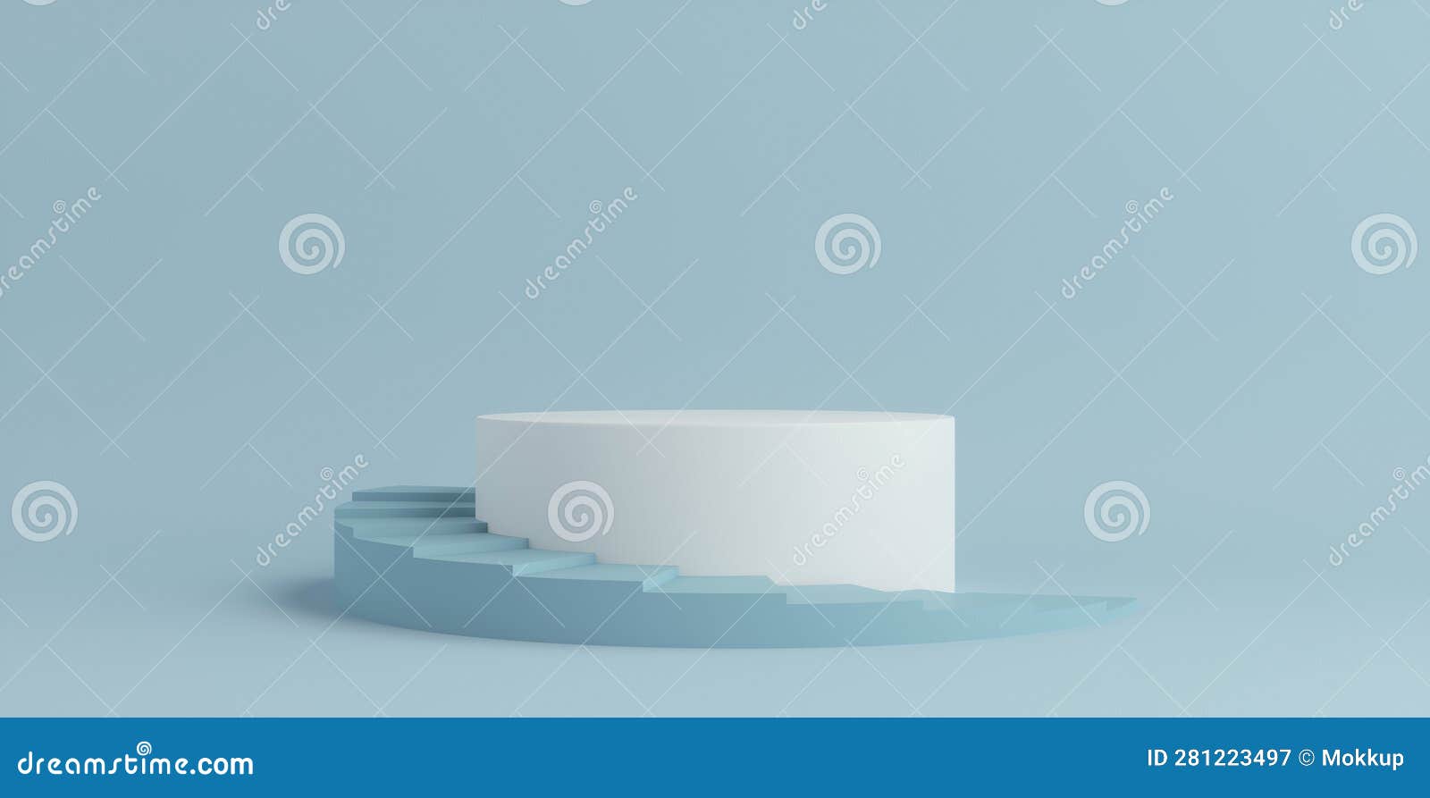 Product Podium - Blue & White Podiums, Blue Background. 3D Illustration ...