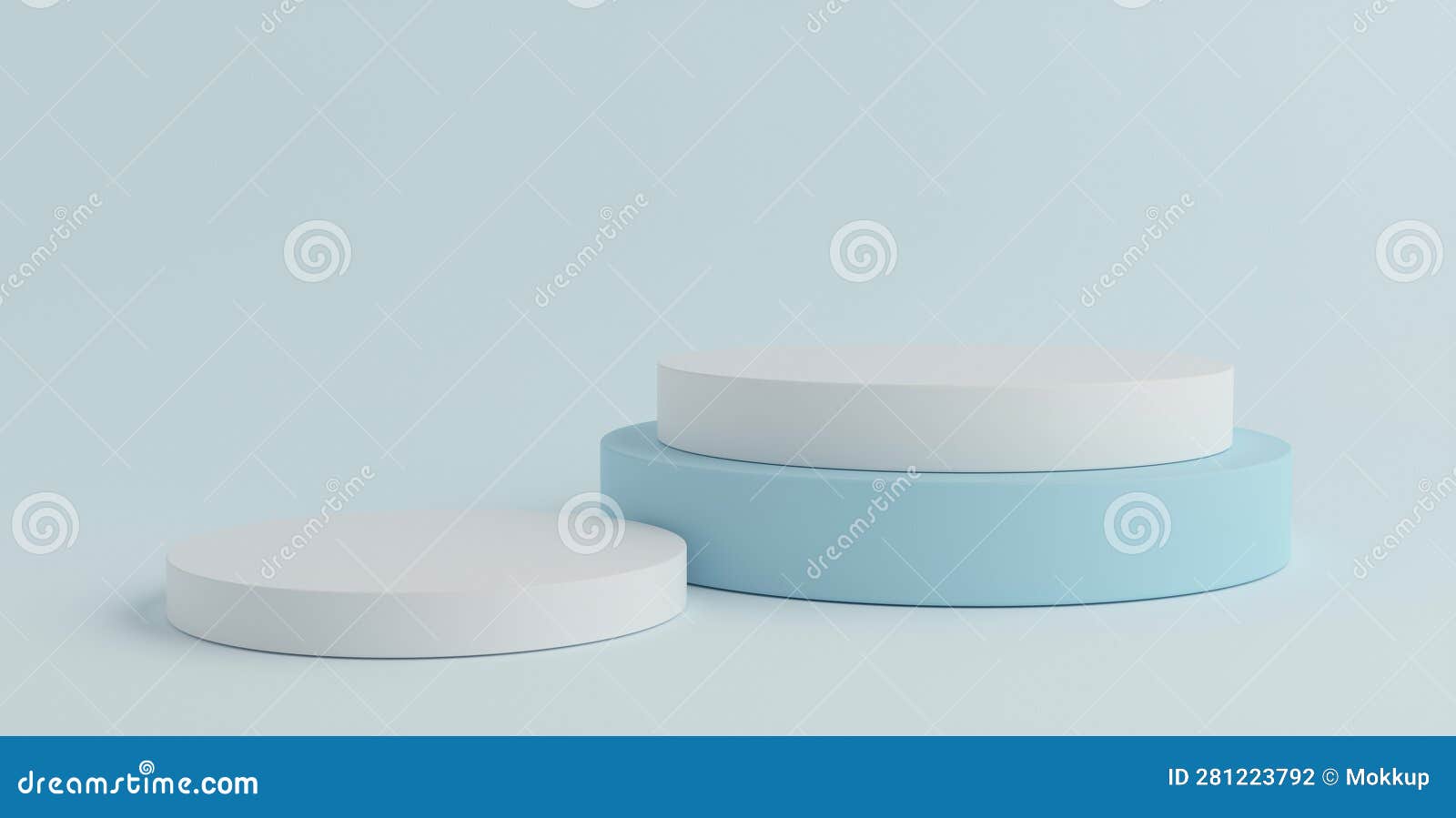 Product Podium - Blue & White Podiums, Blue Background. 3D Illustration ...