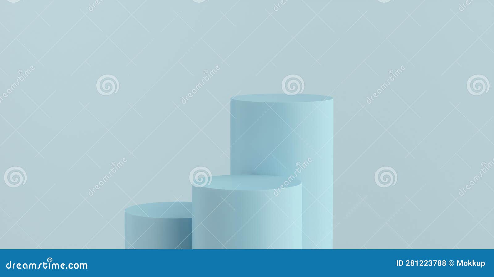 Product Podium - Three Blue Podiums, Blue Background. 3D Illustration ...