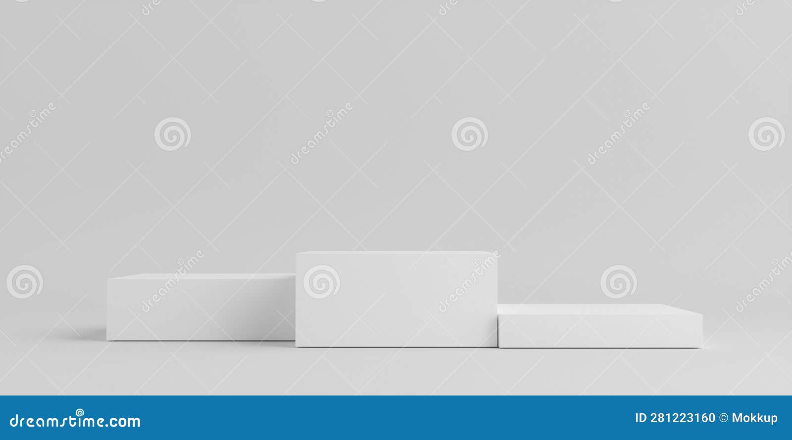 Product Podium - Three Square Podiums, White Background. 3D ...