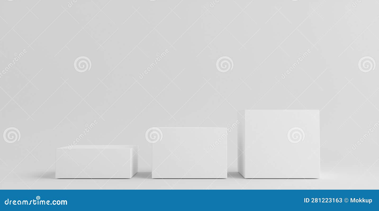 Product Podium - Three Square Podiums, White Background. 3D ...