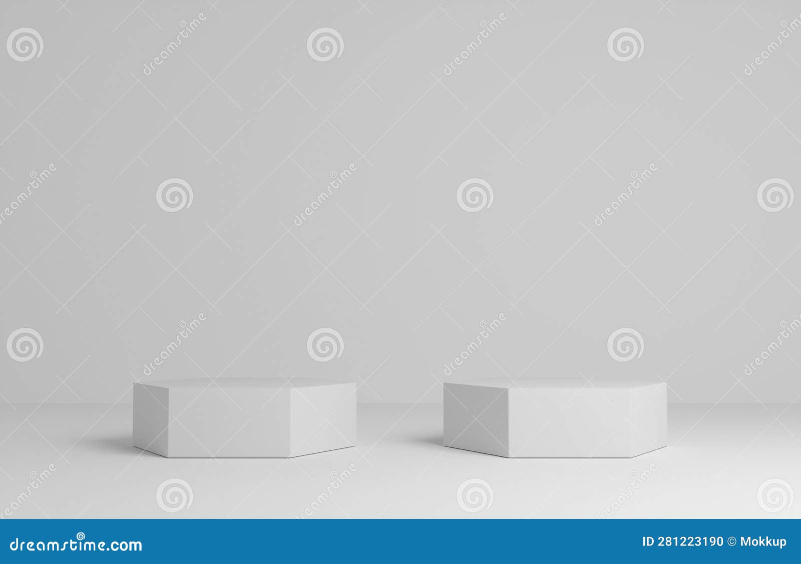 Product Podium - Two Hexagonal Podiums, White Background. 3D ...
