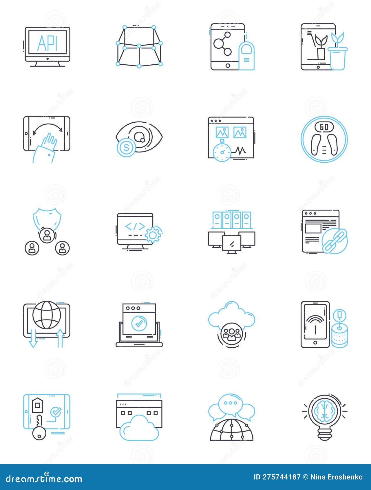 Product Positioning Linear Icons Set. Segmentation, Branding, Targeting ...
