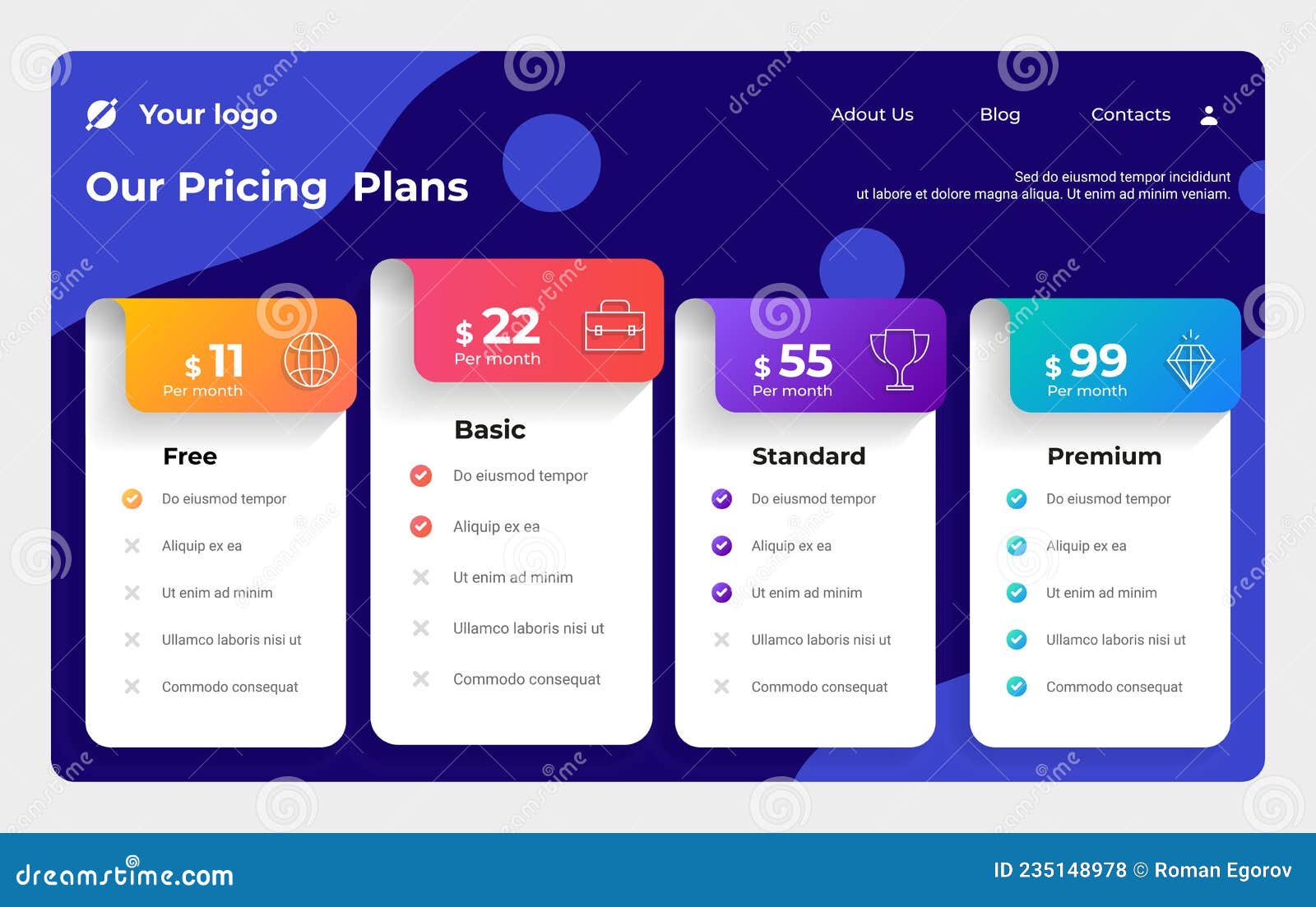 Product Price Table. Business Subscription Plan Comparison Spreadsheet ...