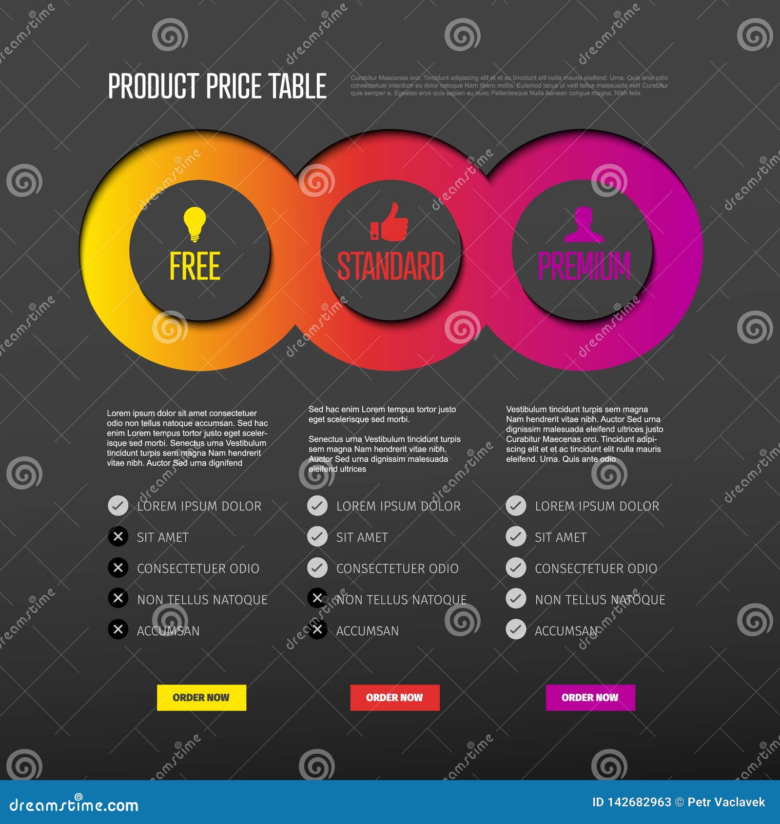Product Price Table Template Stock Vector - Illustration of price ...
