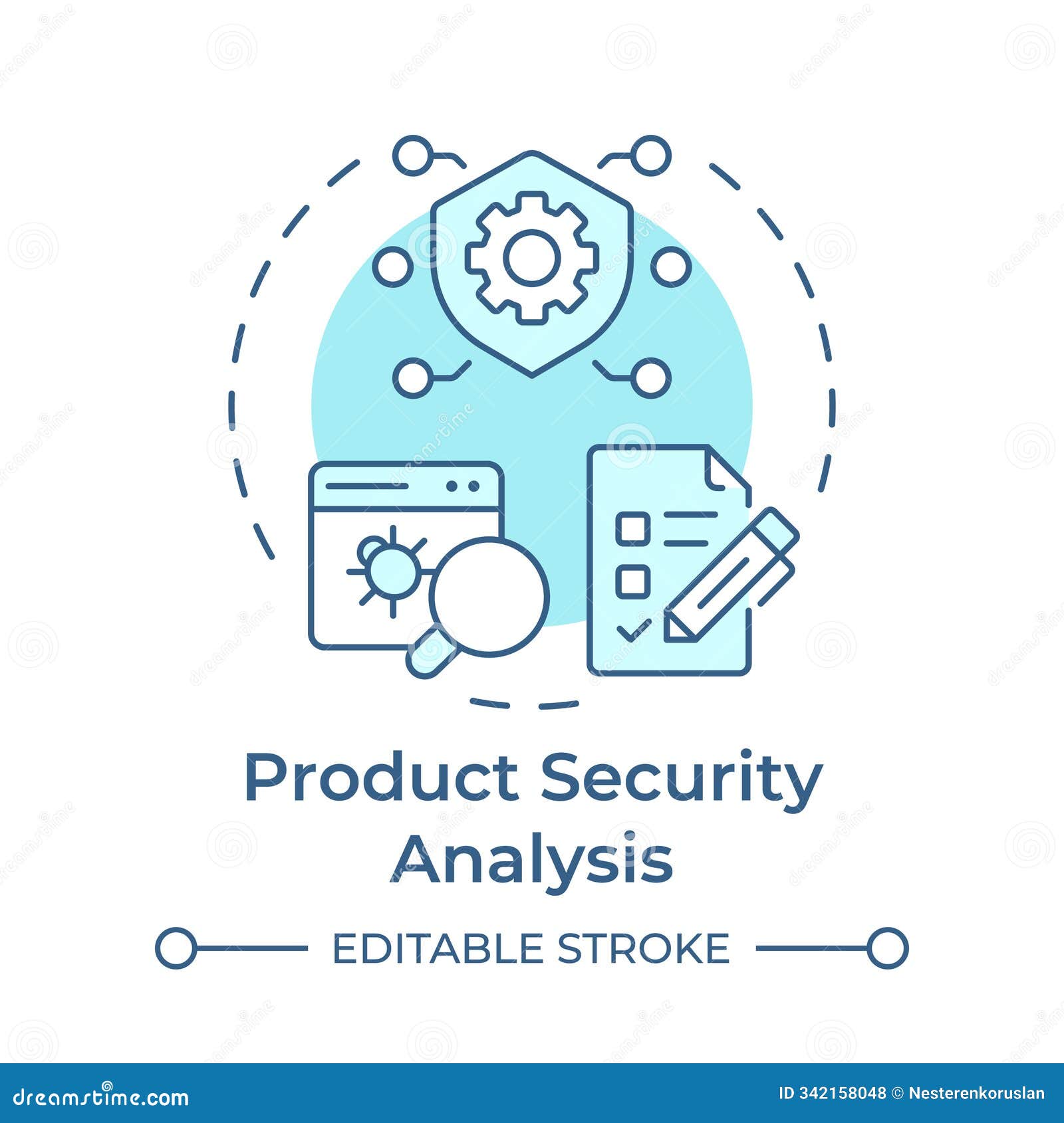 Product Security Analysis Soft Blue Concept Icon Stock Illustration ...