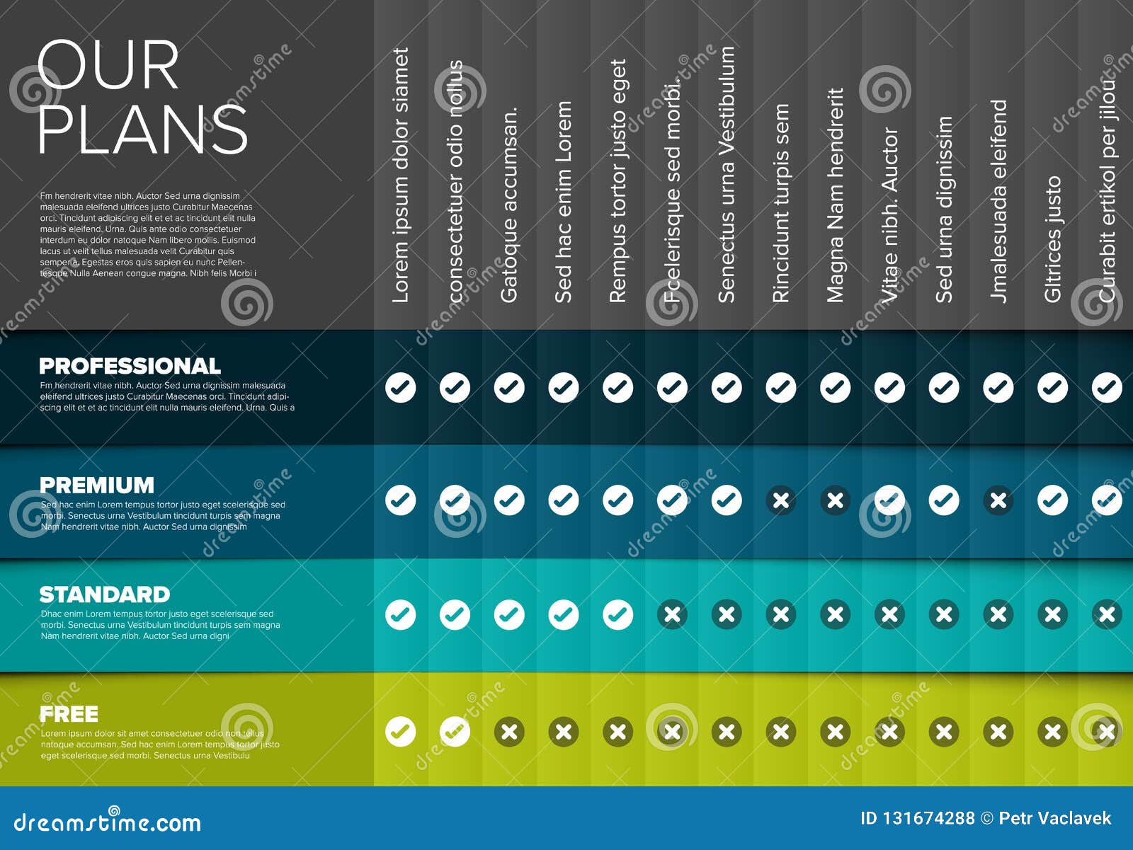 Price Comparison. Spreadsheet Compare Chart Layout. Subscription Plan ...
