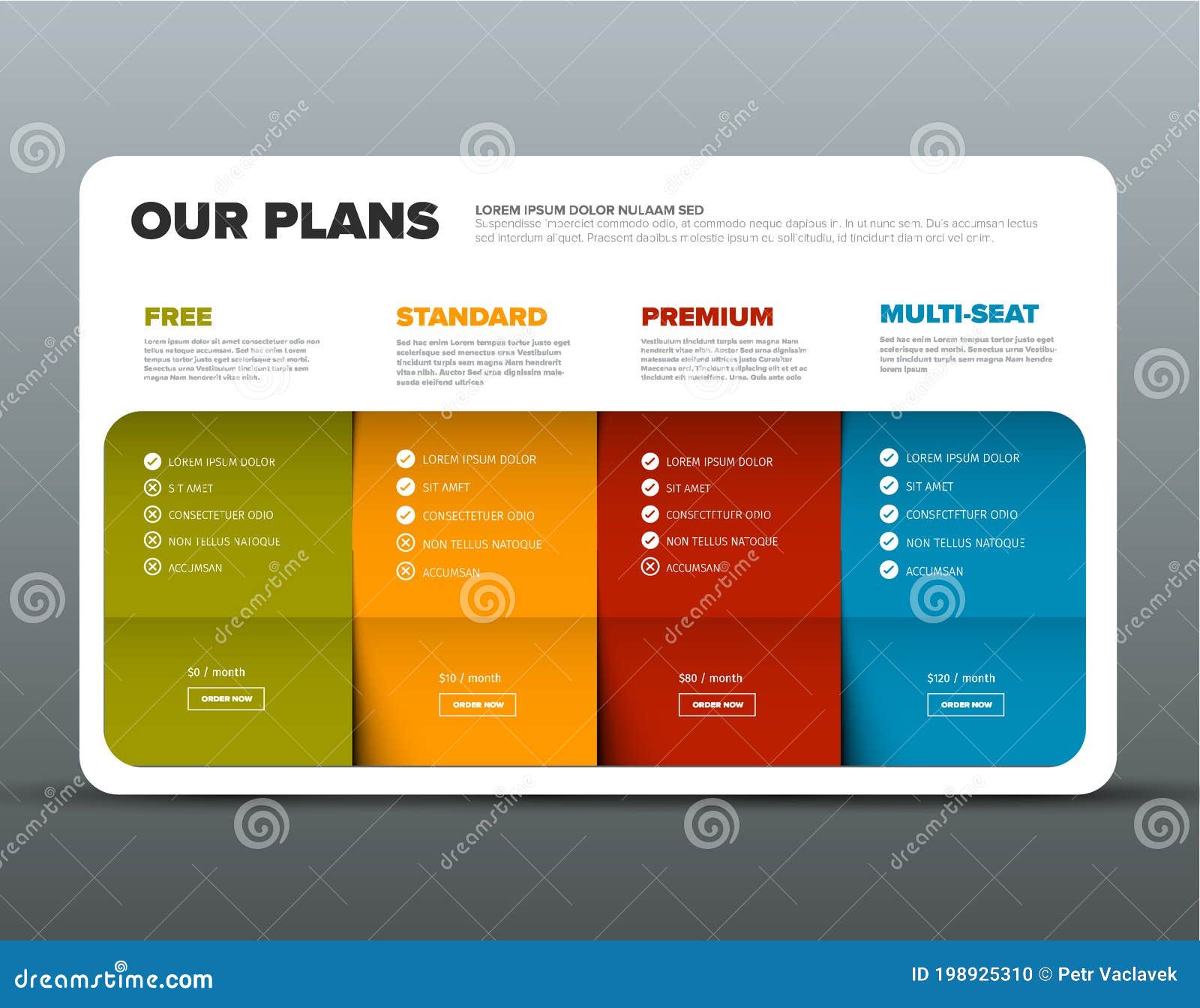Product / Service Price Comparison Table Stock Vector - Illustration of ...