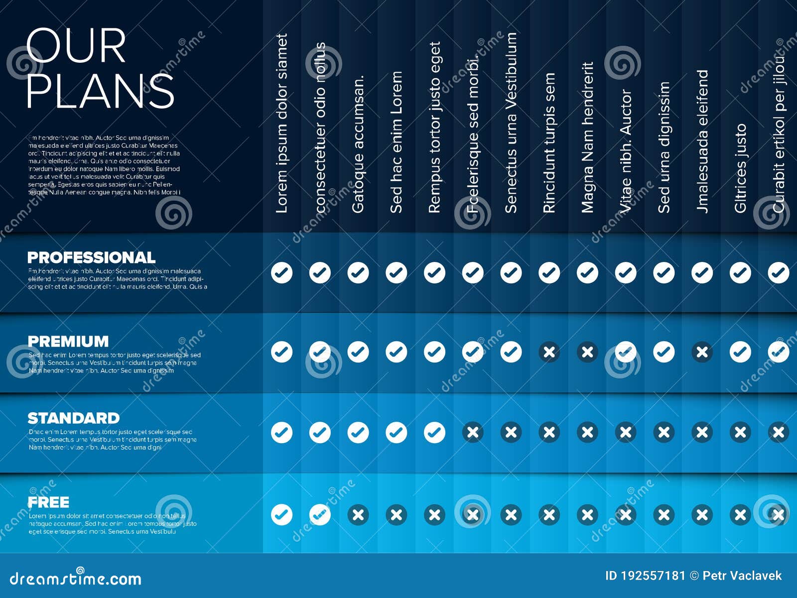 Product / Service Price Comparison Table Stock Vector - Illustration of ...