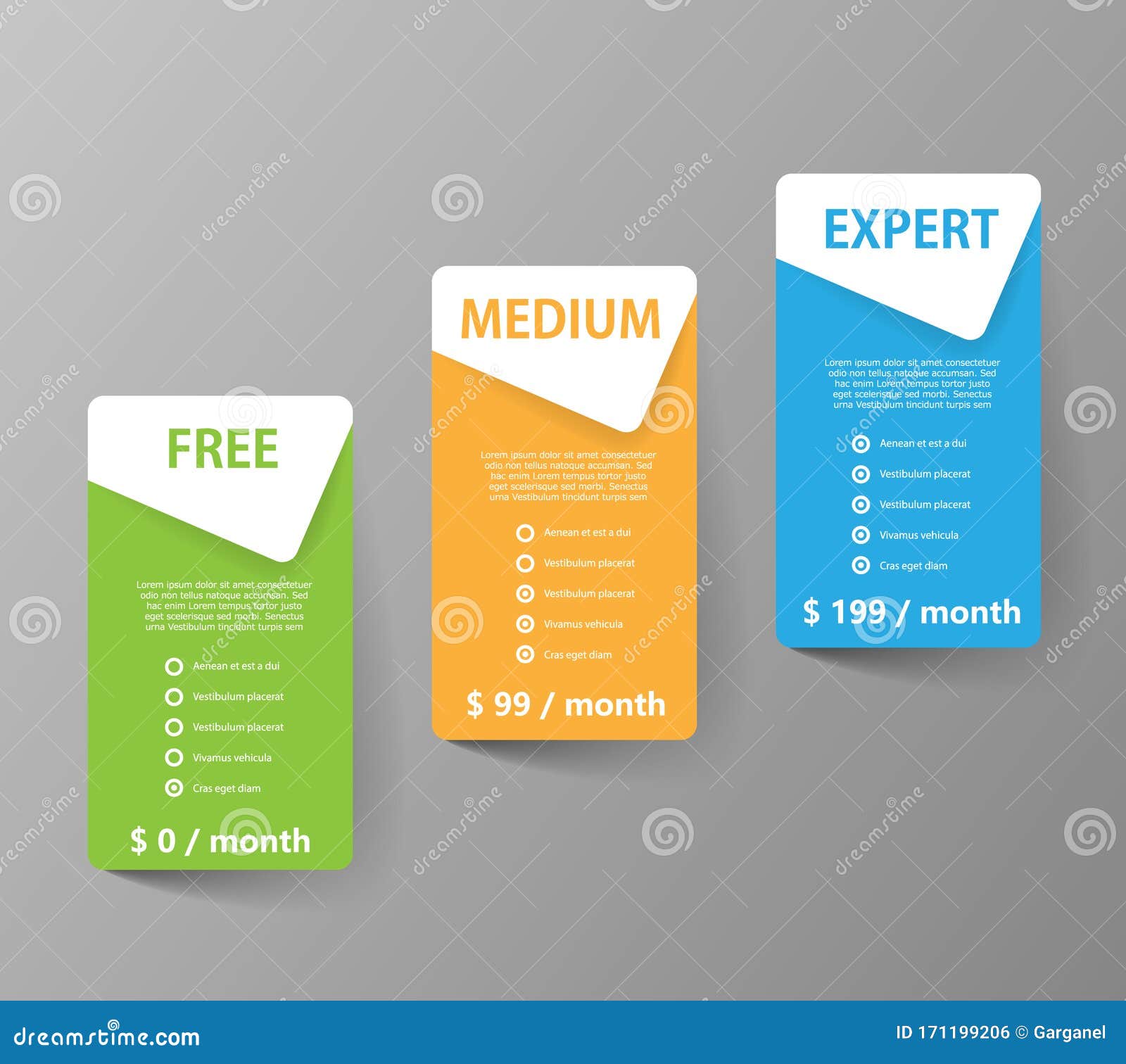 Product and Services Three Price Choice Banners - Vector Stock ...
