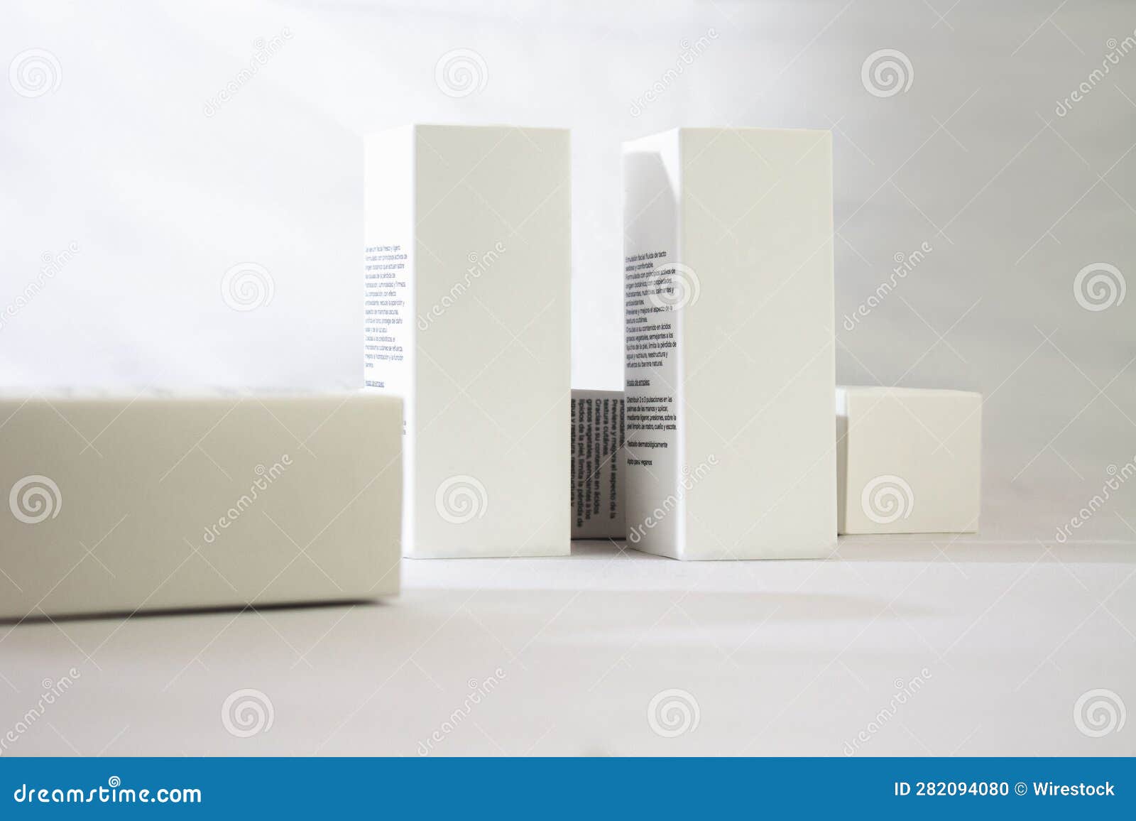 Product Shot of Four White Rectangular Boxes with Copy Space for Text ...