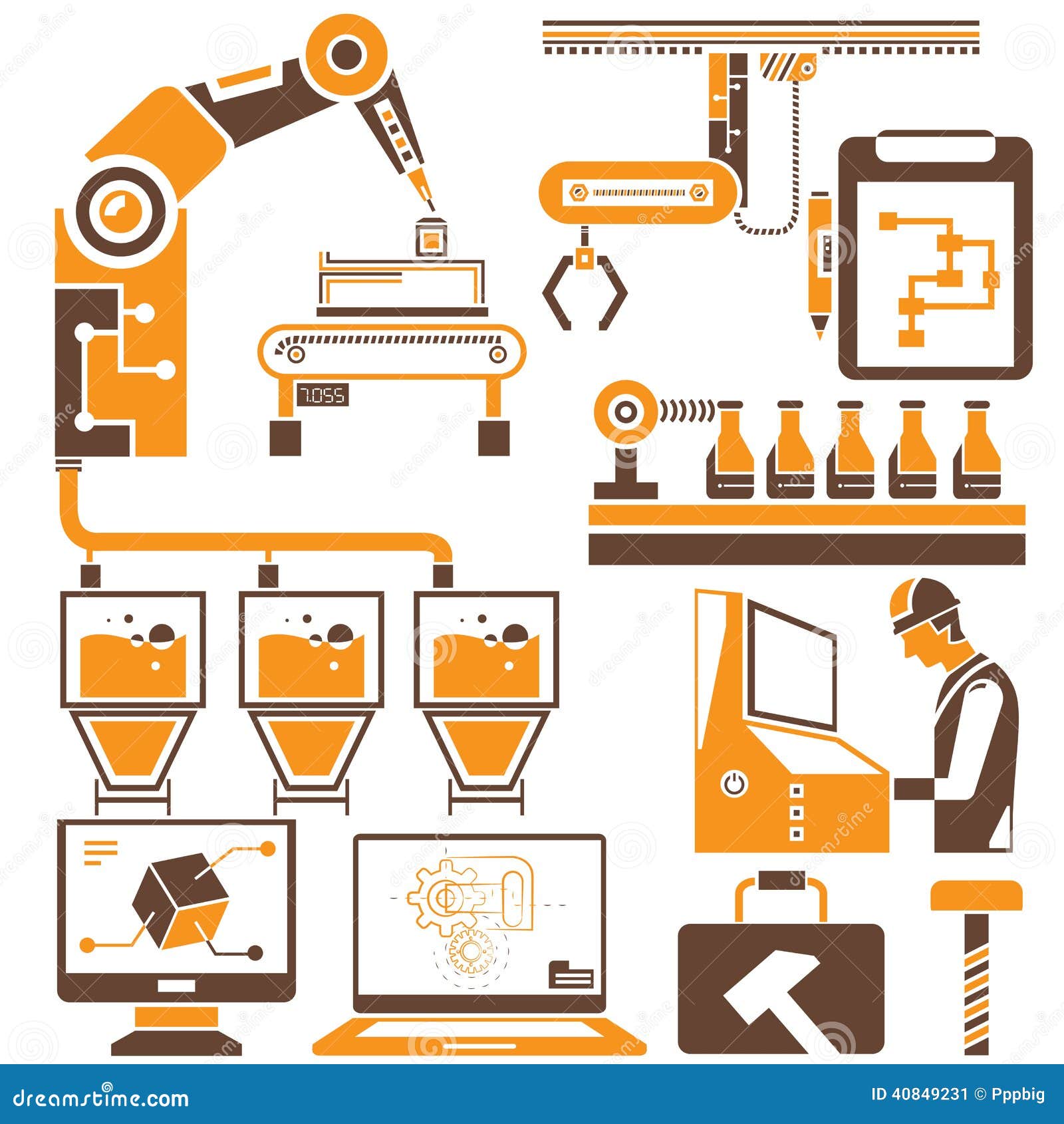 Productielijn En Productieproces Stock Illustratie - Illustration of ...