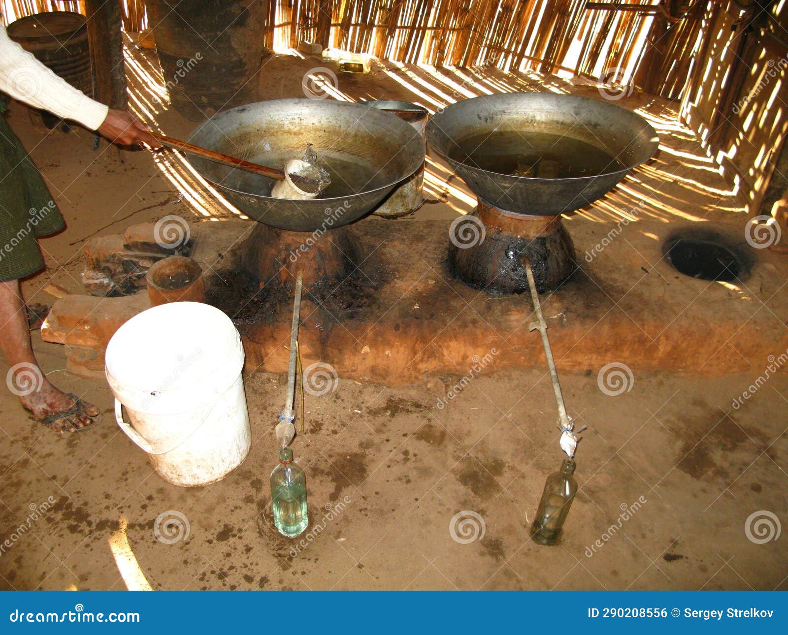 The Production of Alcohol from Coconuts in the Village, Myanmar Stock ...