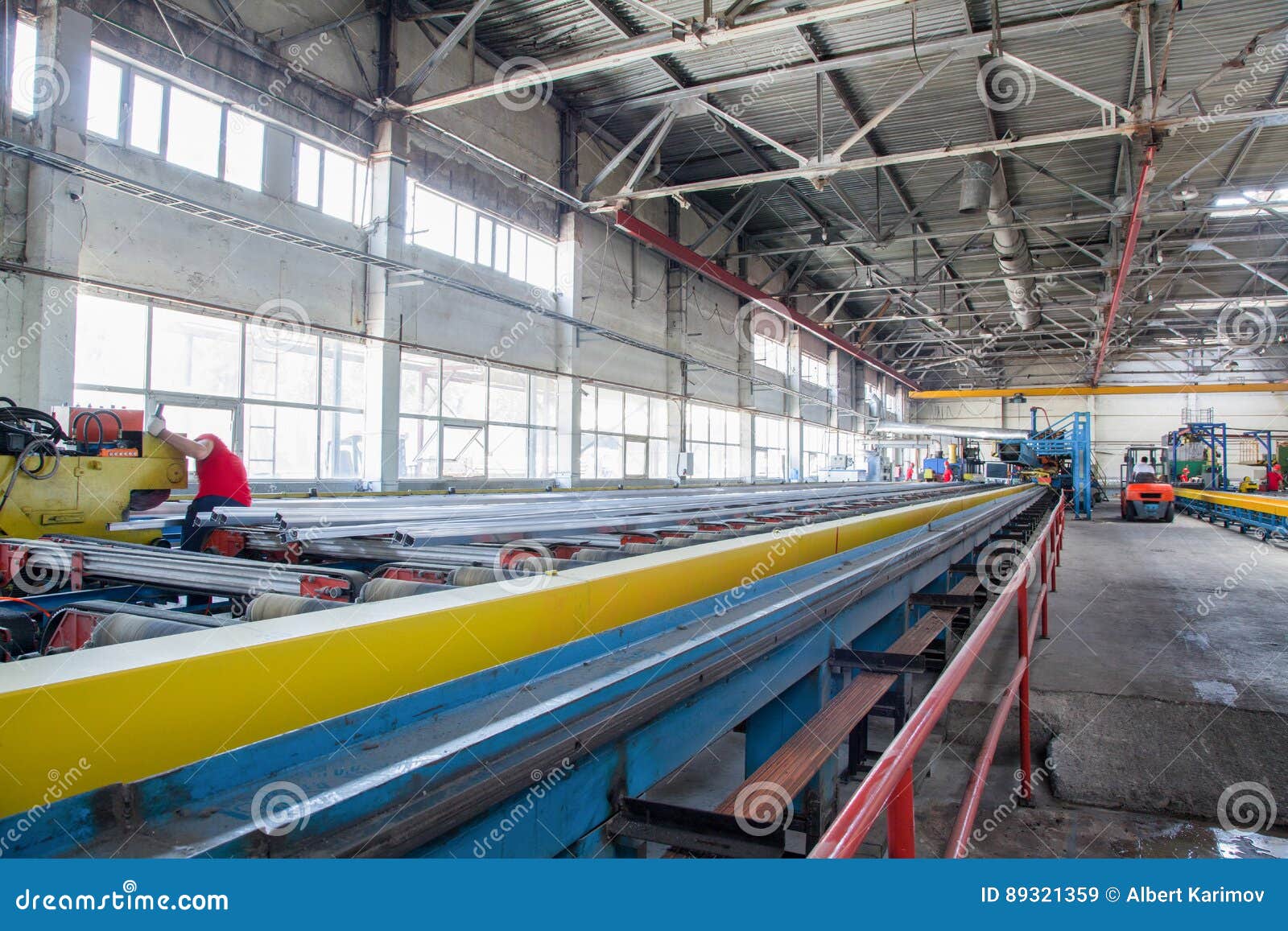 Production of Aluminum Profiles for Windows and Doors Stock Image ...