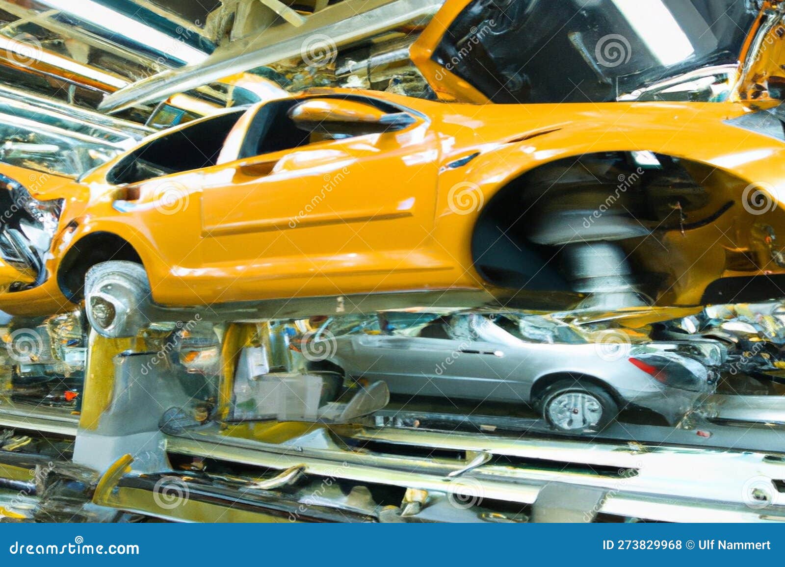 Assembly Line in a Car Factory Stock Illustration - Illustration of ...