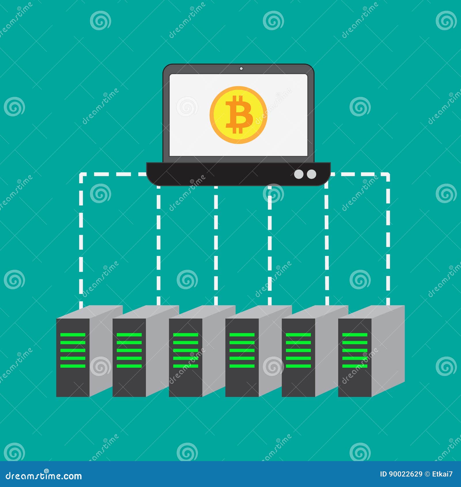 Production with Bitcoin Servers. Stock Vector - Illustration of server ...