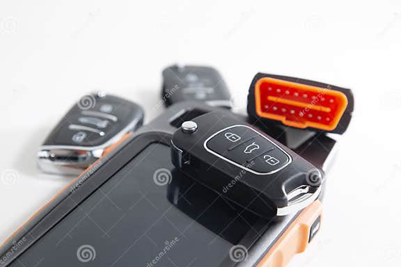Production of Car Keys, Programming of Car Keys and Repair Stock Photo ...