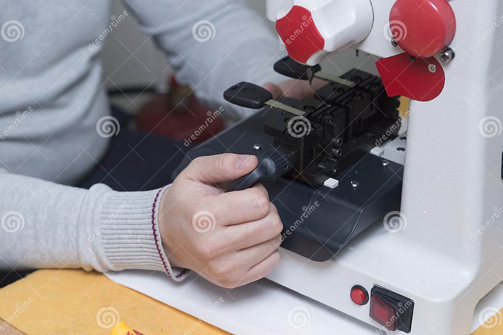 Production of Car Keys on a Specialized Key Machine Stock Image - Image ...