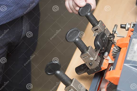 Production of Car Keys on a Specialized Key Machine Stock Photo - Image ...