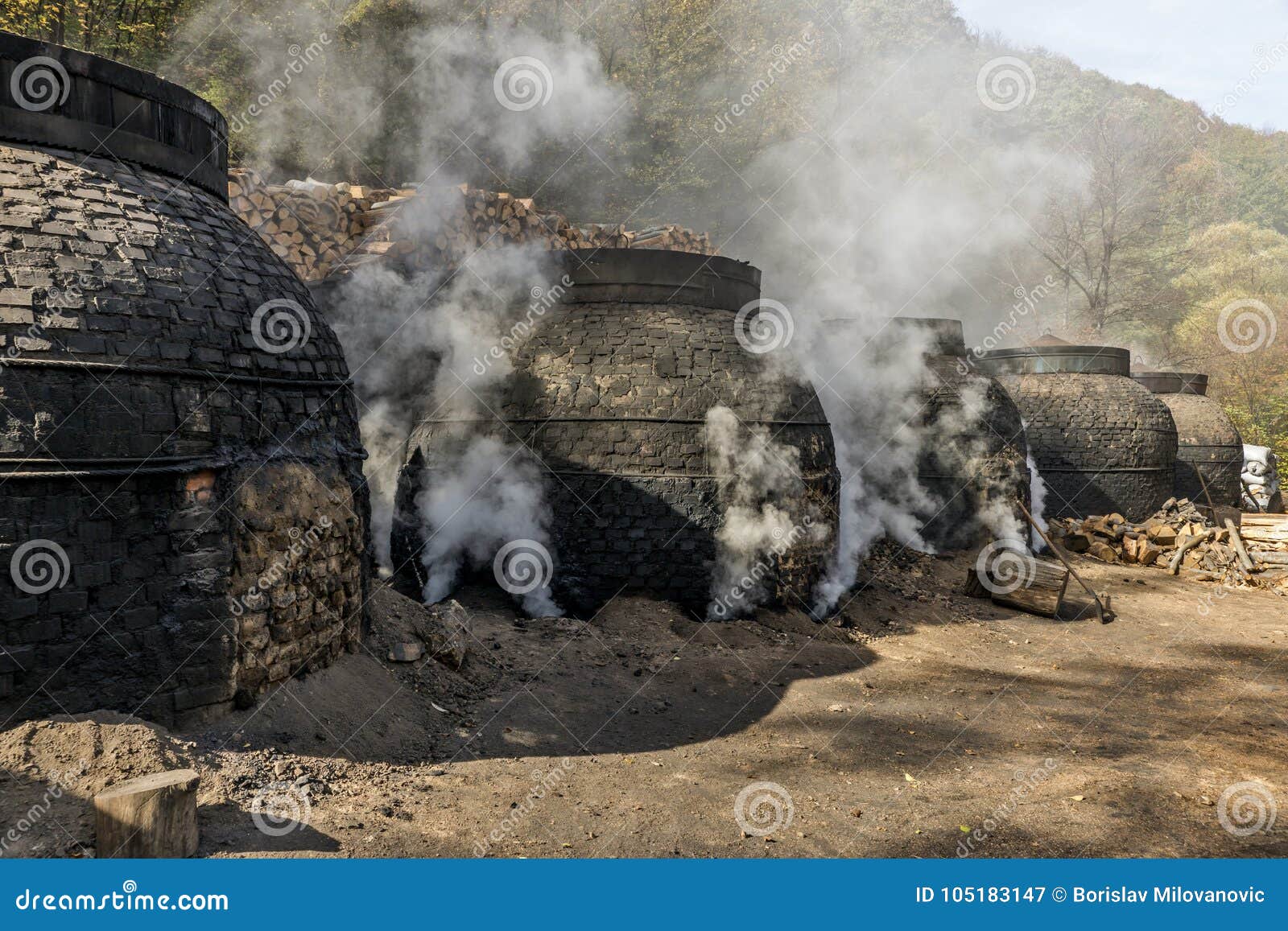 The Production of Charcoal in a Traditional Manner Stock Image - Image ...
