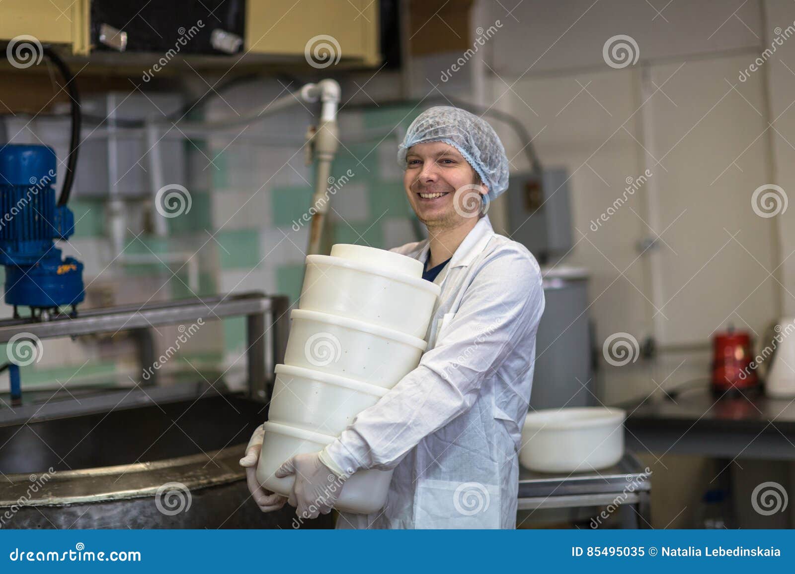 Production of Cheese in Dairy, Worker with Forms Stock Image - Image of ...