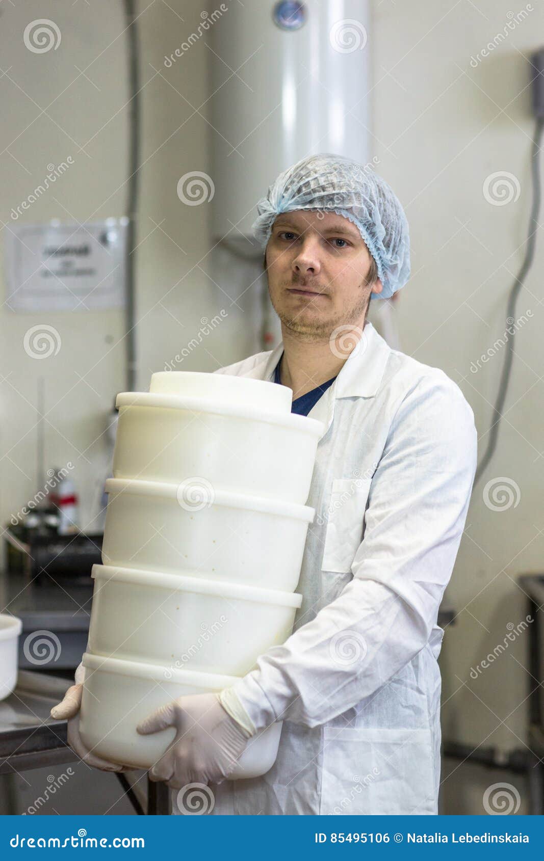 Production of Cheese in Dairy, Worker with Forms Stock Photo - Image of ...