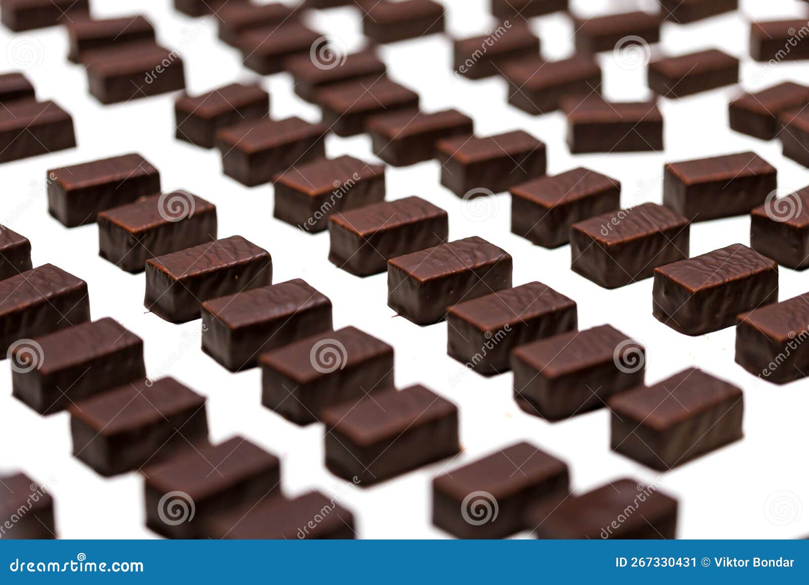 Production of Chocolate Candy. Sweets on Conveyor Belt at Factory Stock ...