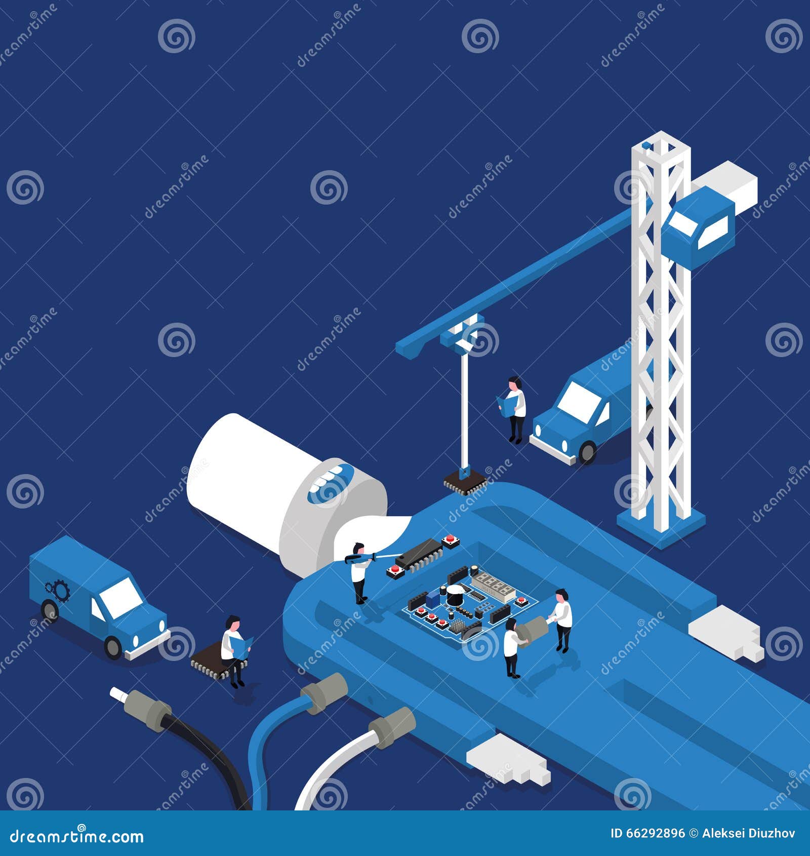 The Production Concept Flat 3D Illustration Stock Illustration ...