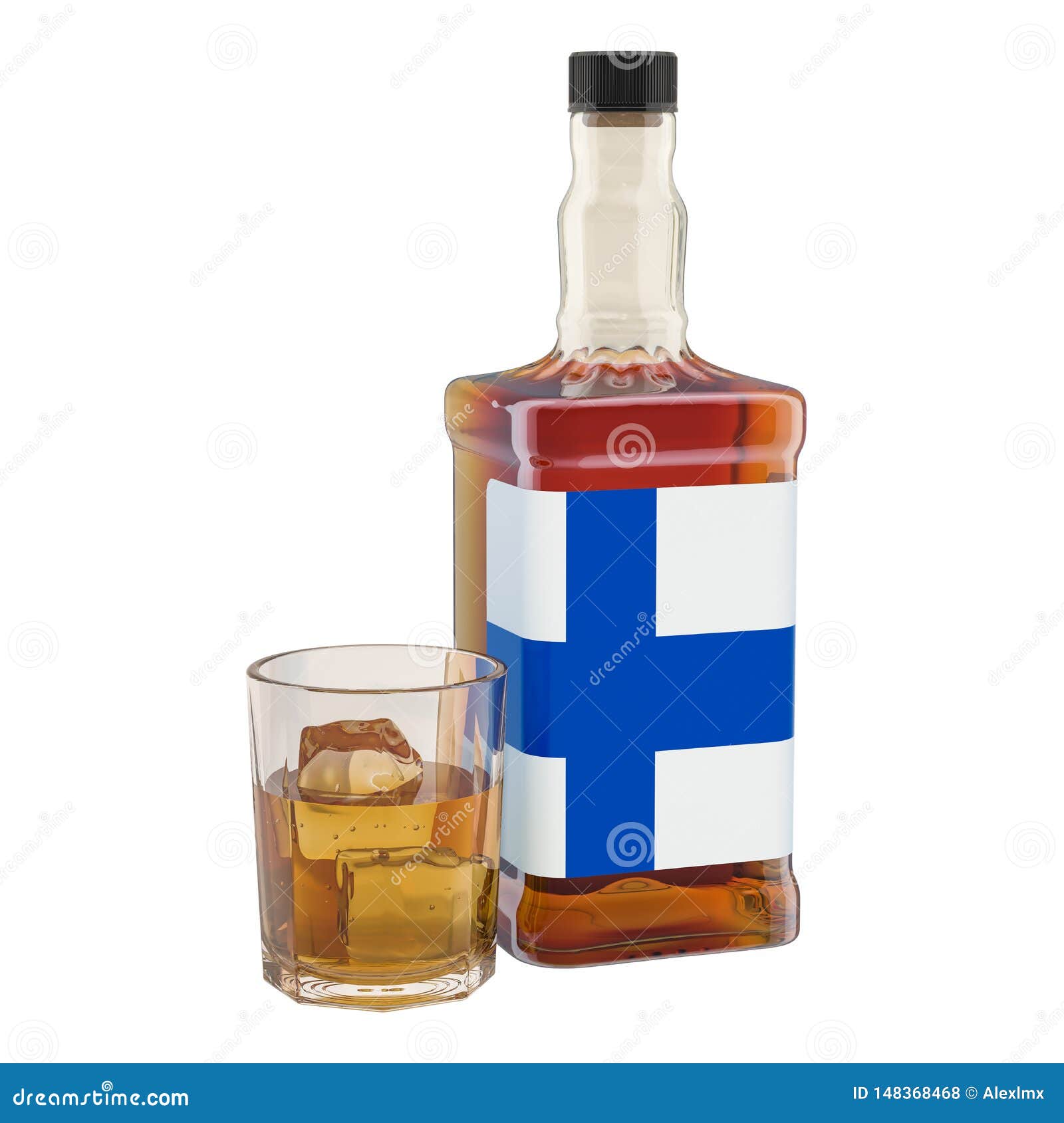 Production and Consumption of Alcohol Drinks in Finland, Concept. 3D ...