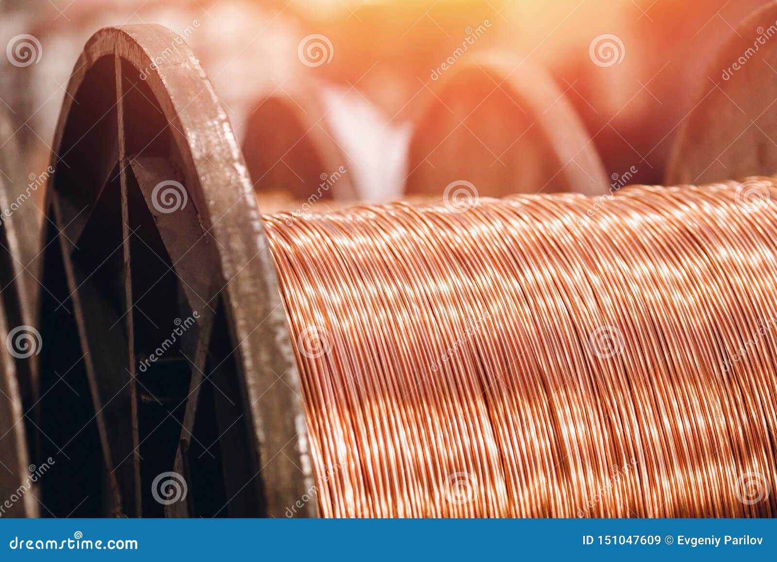 Production of Copper Wire, Bronze Cable in Reels at Factory Stock Image ...