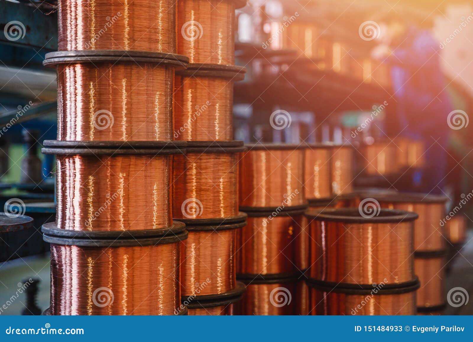 Production of Copper Wire, Bronze Cable in Reels at Factory Stock Image ...
