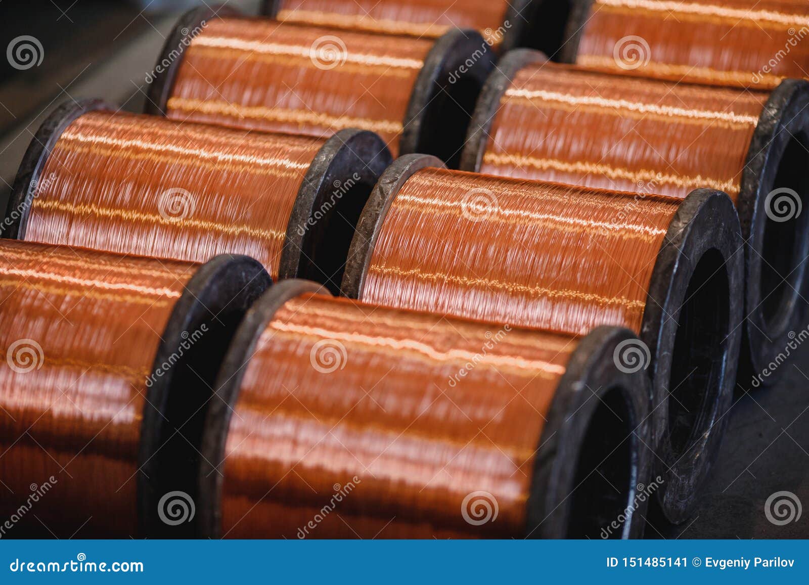 Production of Copper Wire, Bronze Cable in Reels at Factory Stock Image ...