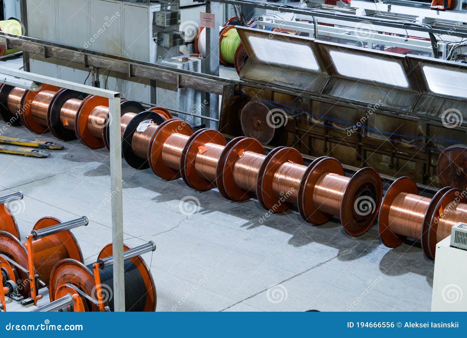 Production of Copper Wire, Bronze Cable in Reels at Factory Stock Photo ...