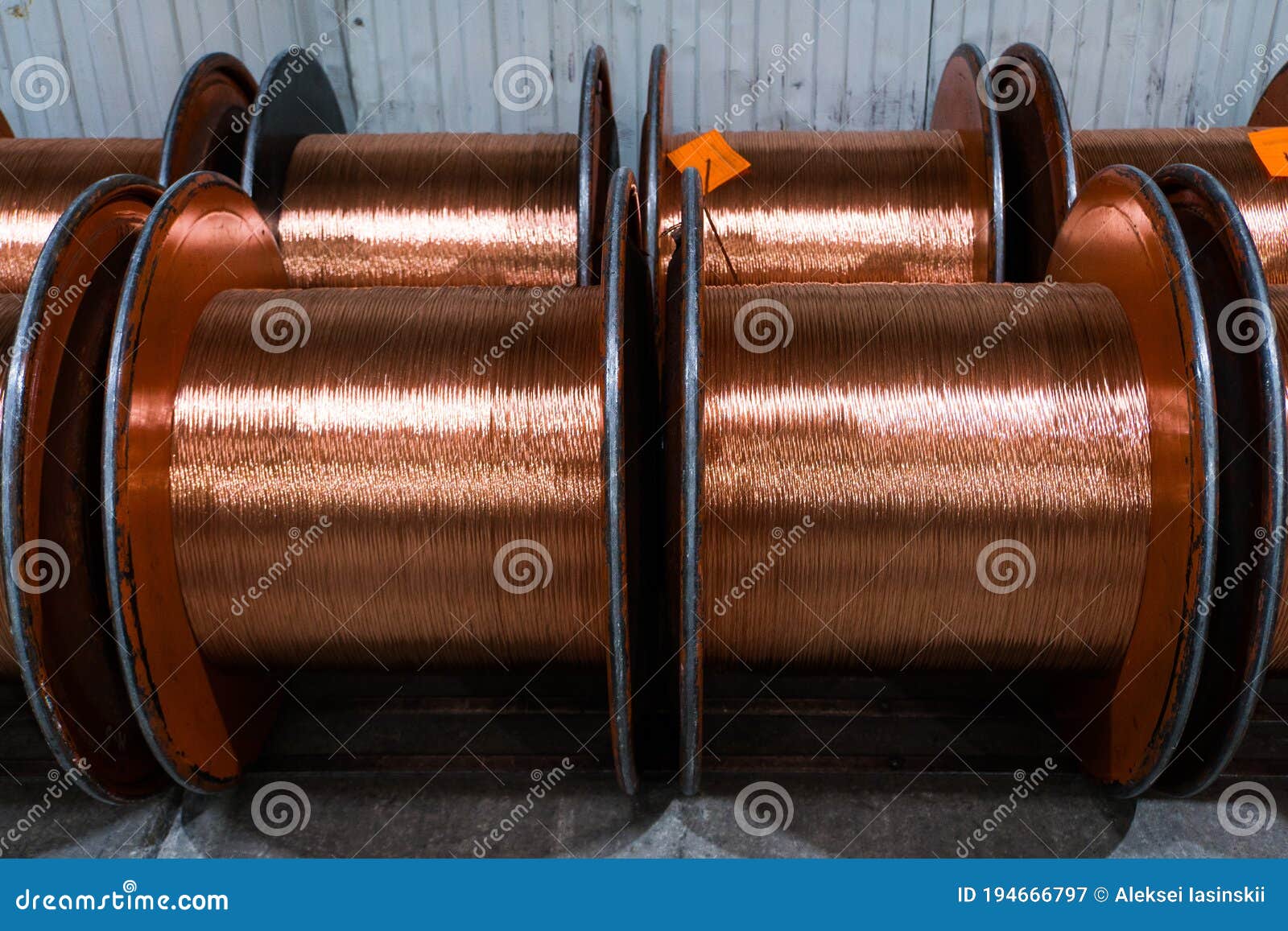Production of Copper Wire, Bronze Cable in Reels at Factory Stock Image ...