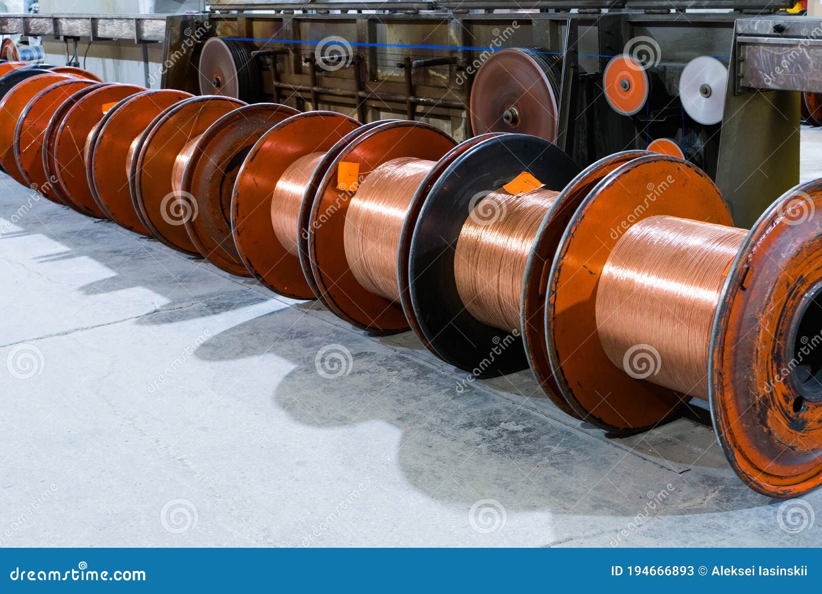 Production of Copper Wire, Bronze Cable in Reels at Factory Stock Image ...