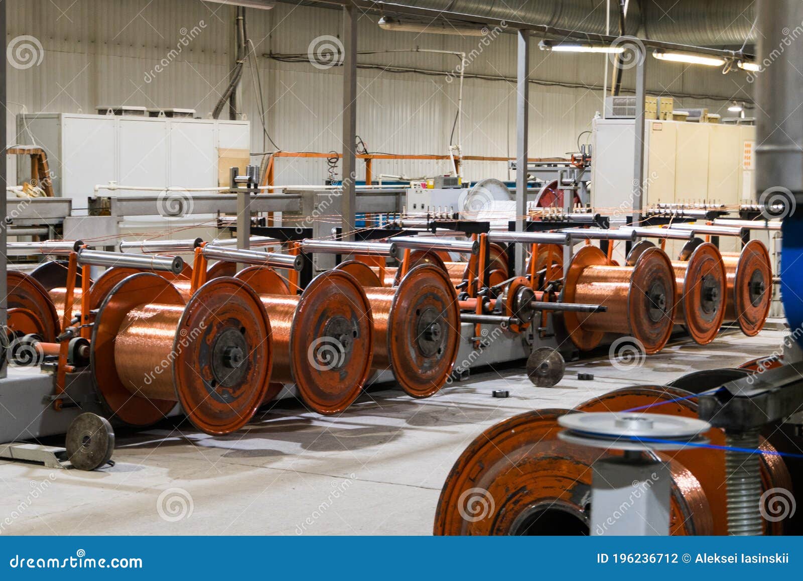 Production of Copper Wire, Bronze Cable in Reels at Factory Stock Photo ...