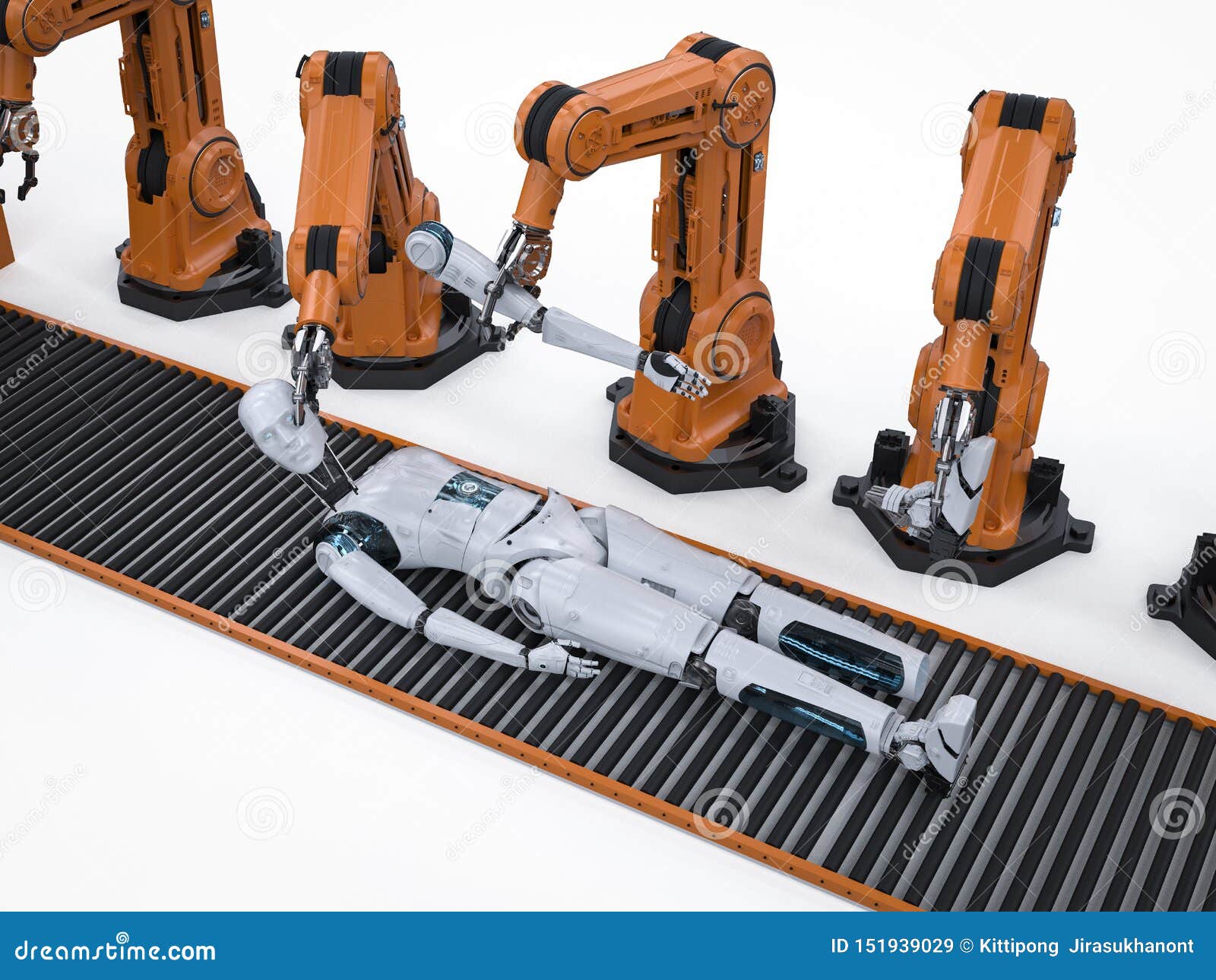 Production of cyborg stock illustration. Illustration of build - 151939029