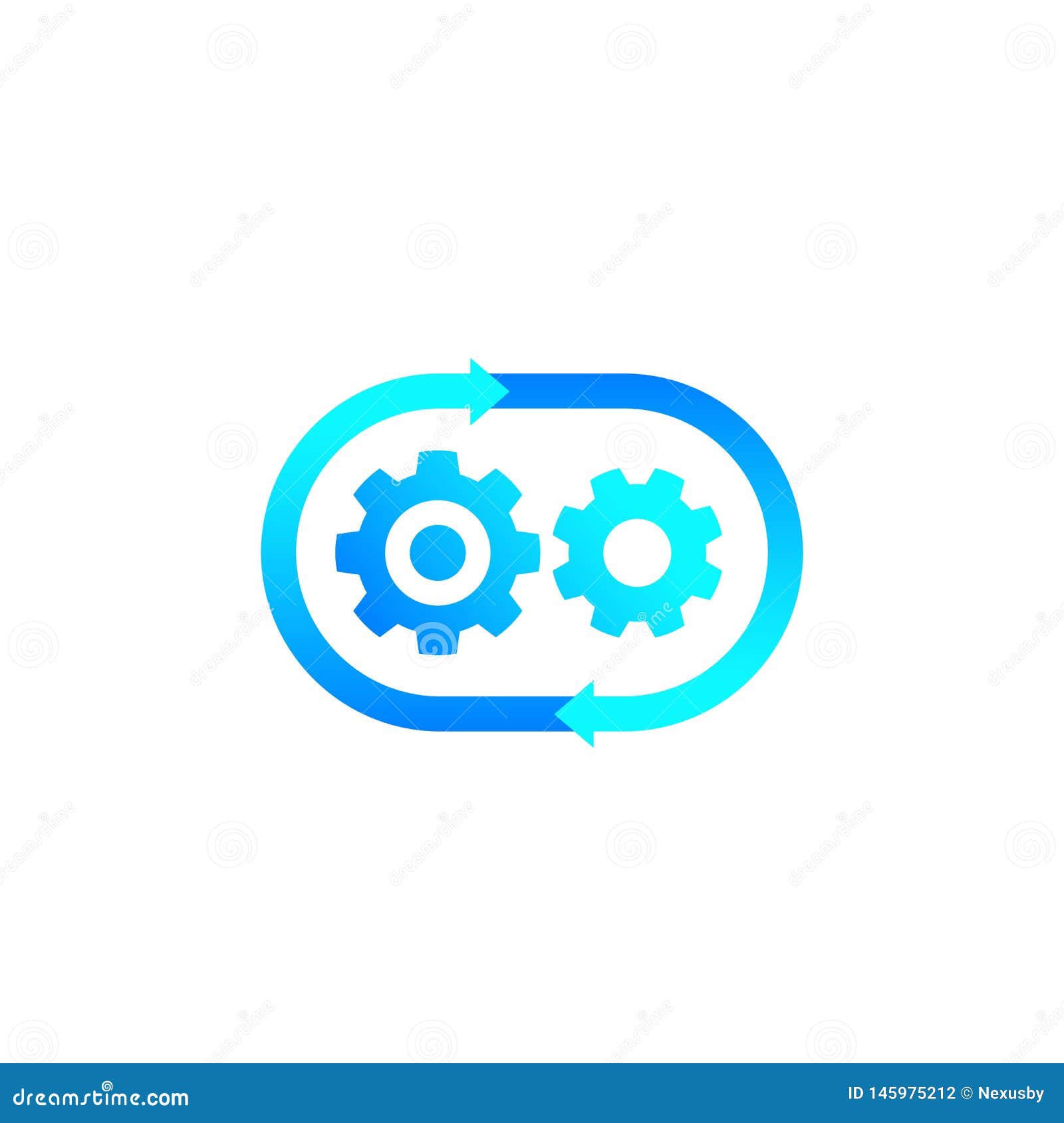 Production Cycle, Process Icon with Cogwheels Stock Vector ...