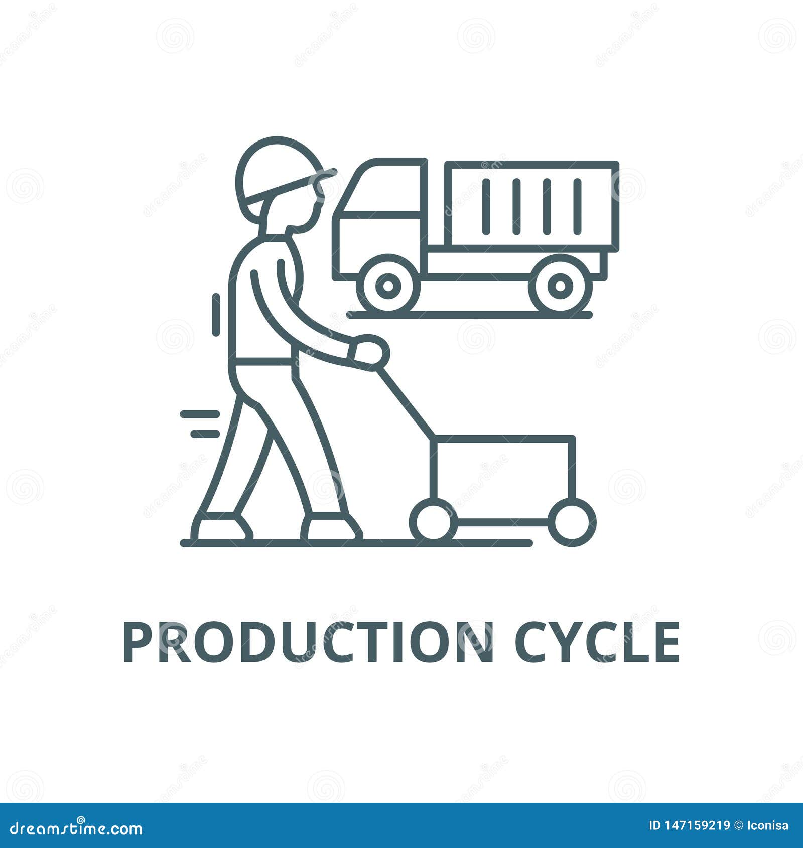 Production Cycle Vector Line Icon, Linear Concept, Outline Sign, Symbol ...