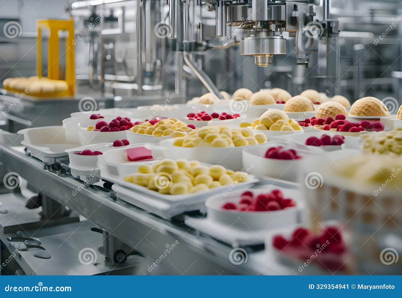 Production of Different Varieties of Ice Cream in Factory. Containers ...