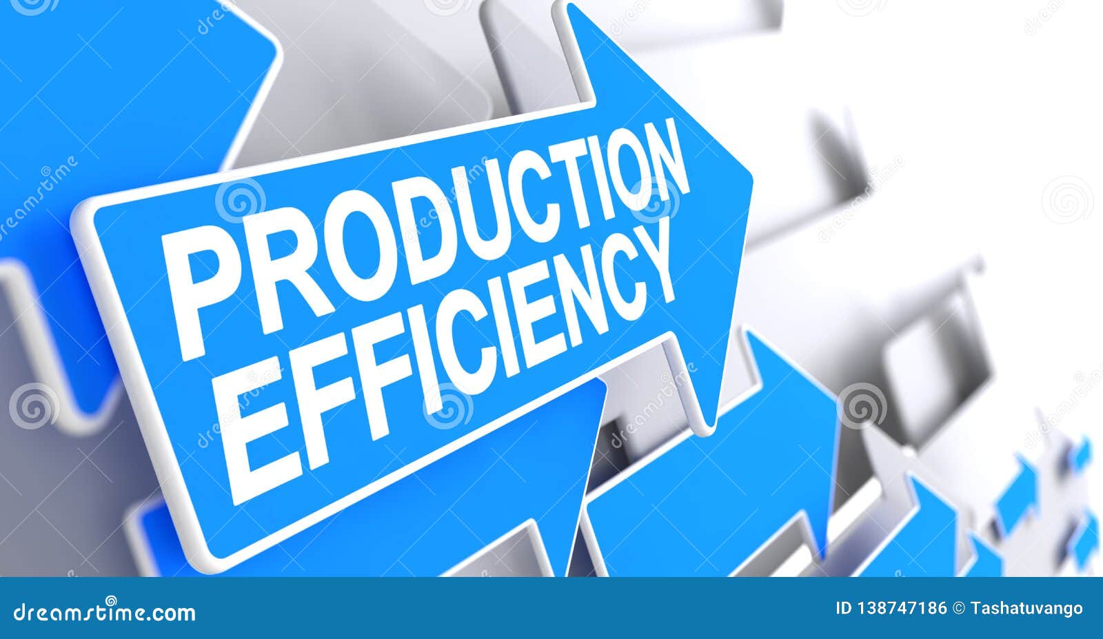 Production Efficiency - Label on Blue Arrow. 3D. Stock Illustration ...