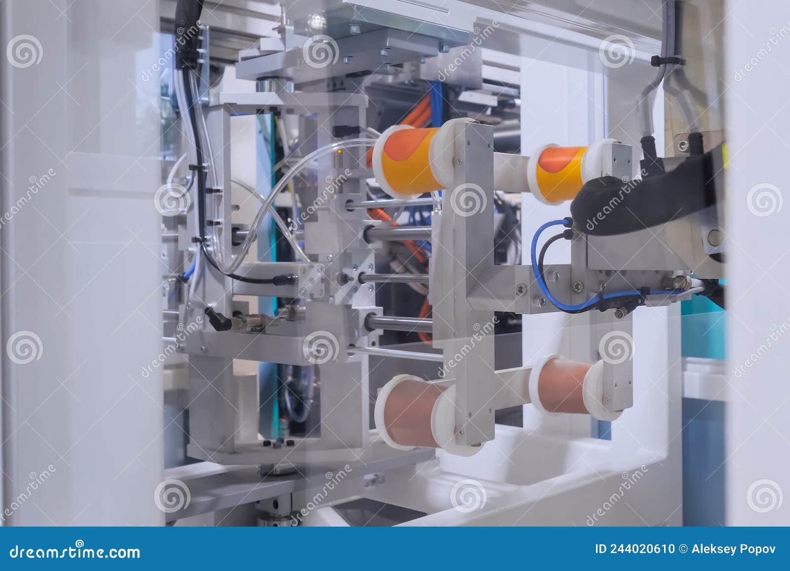 Production of Empty Plastic Cups - Injection Molding Machine during ...