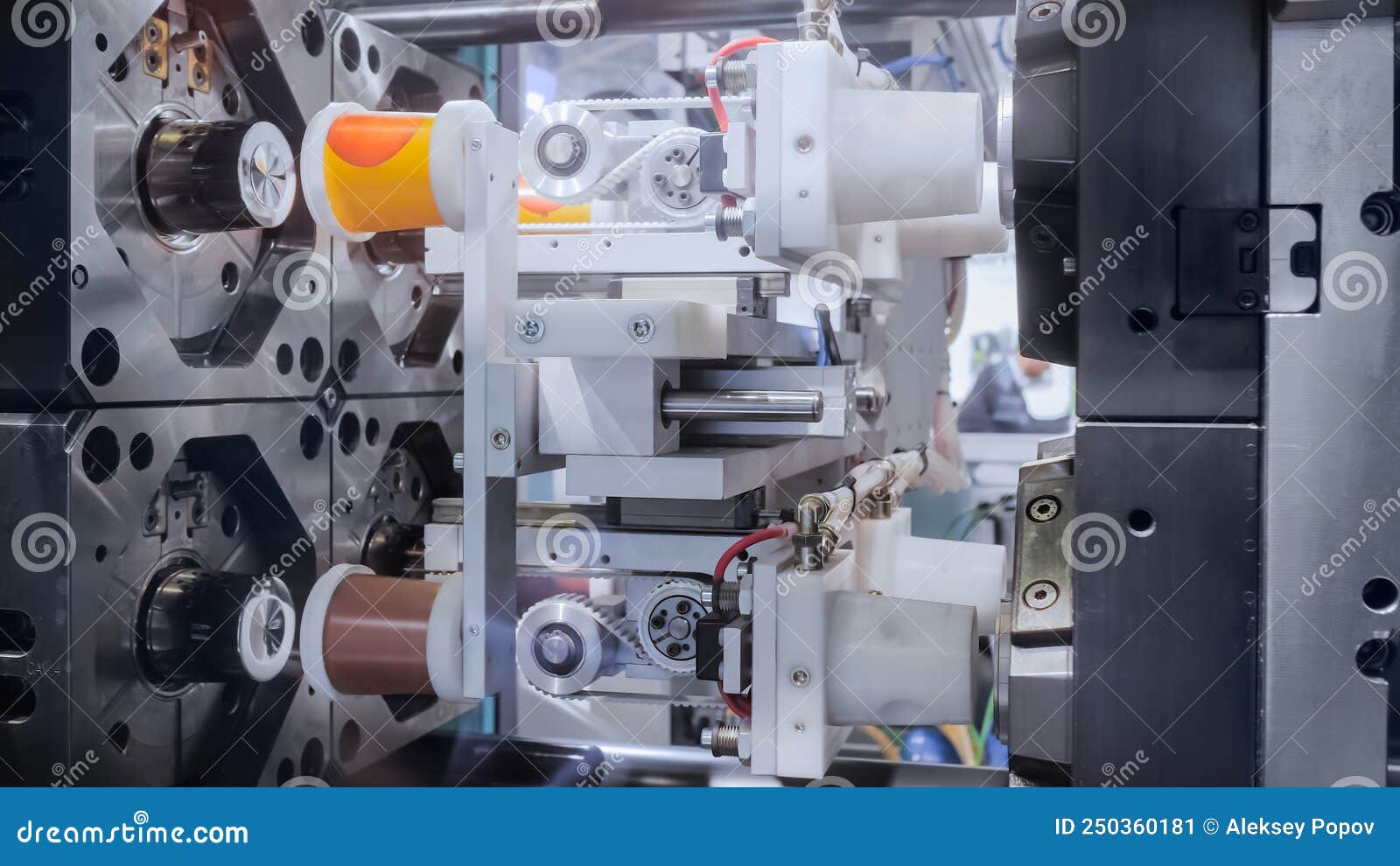 Production of Empty Plastic Cups - Injection Molding Machine during ...